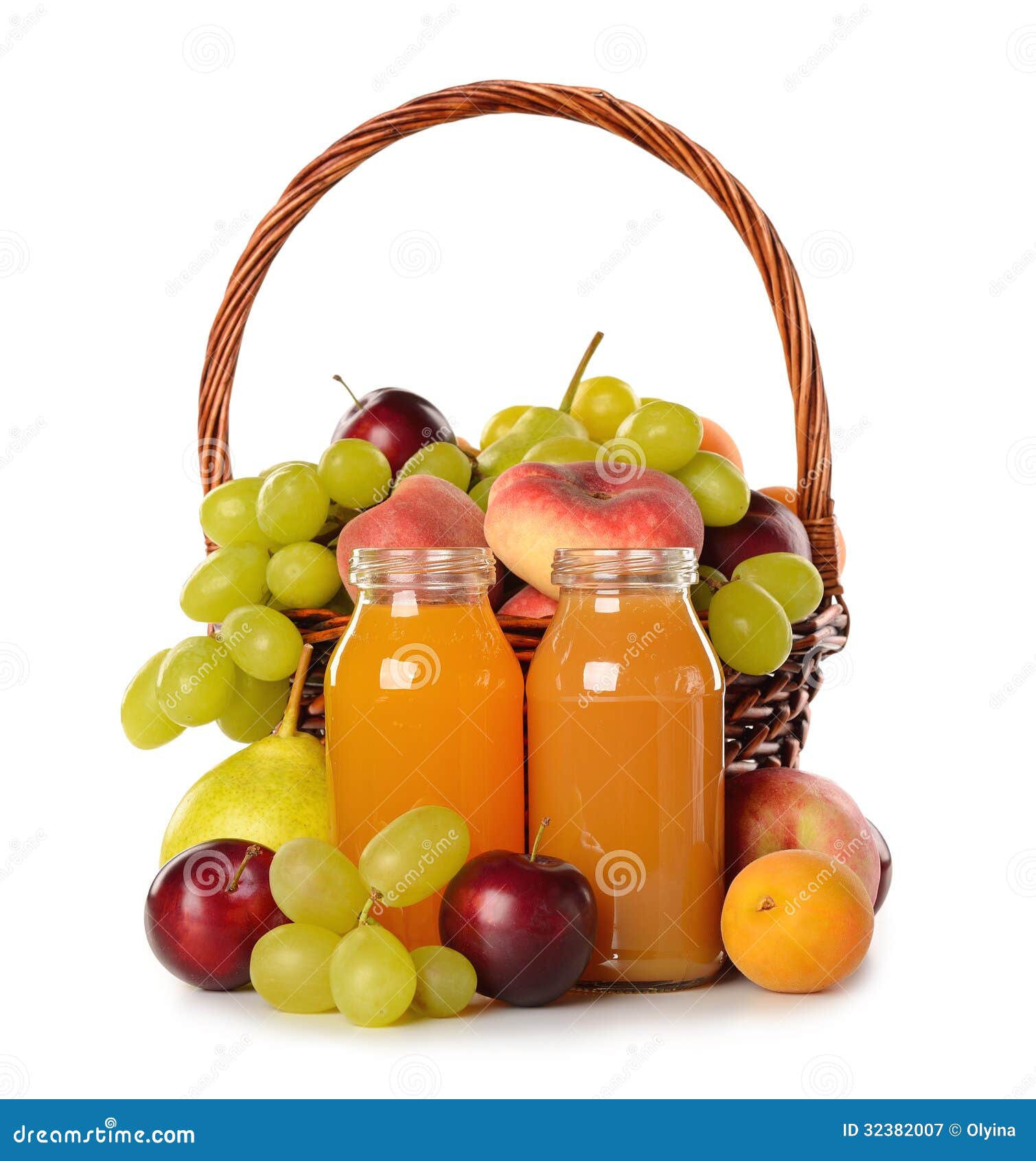 Divers Fruit in Een Mand En Een Sap Stock Afbeelding - Image of snack ...