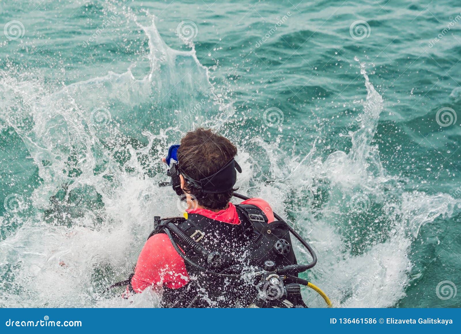 Divers Jump in the Sea To Start Diving Stock Photo - Image of ...