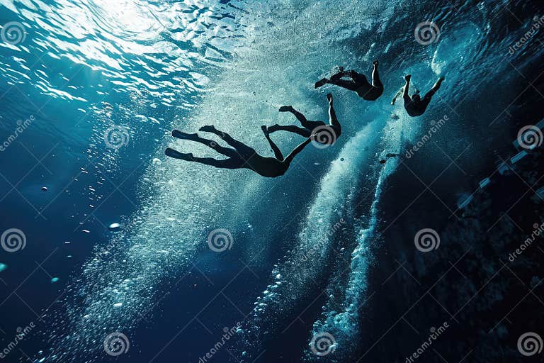 Divers in Mid-air during a Diving Competition, AI Generated Stock ...