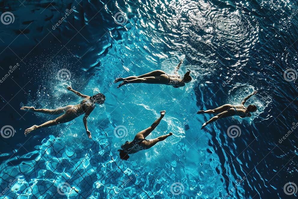 Divers in Mid-air during a Diving Competition, AI Generated Stock ...