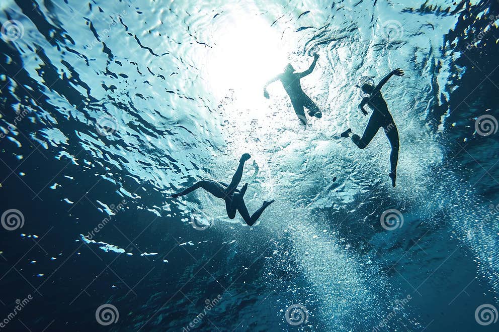 Divers in Mid-air during a Diving Competition, AI Generated Stock ...