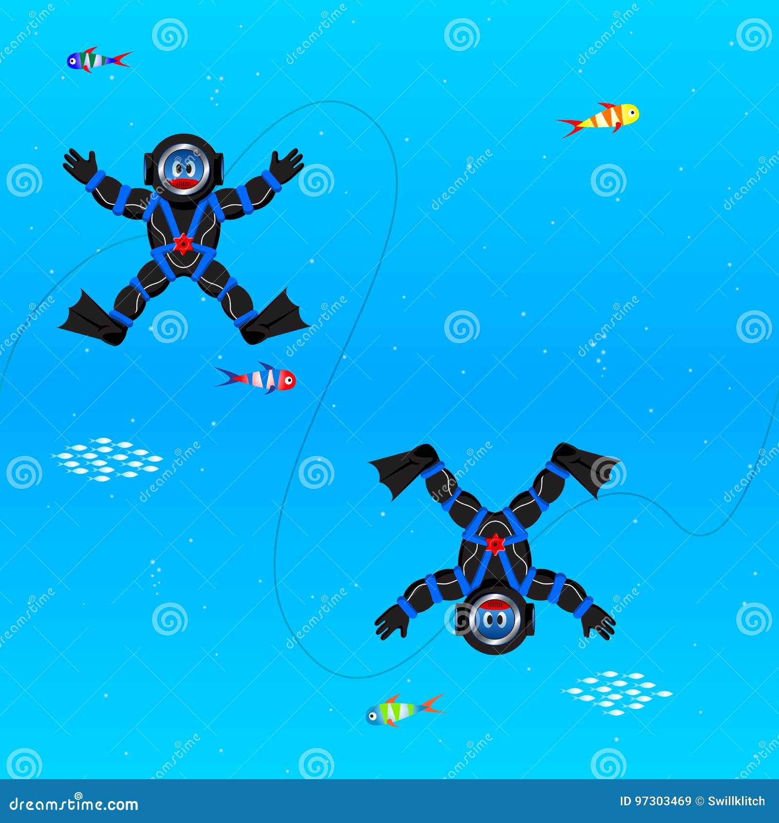 Divers seamless pattern stock vector. Illustration of diving - 97303469