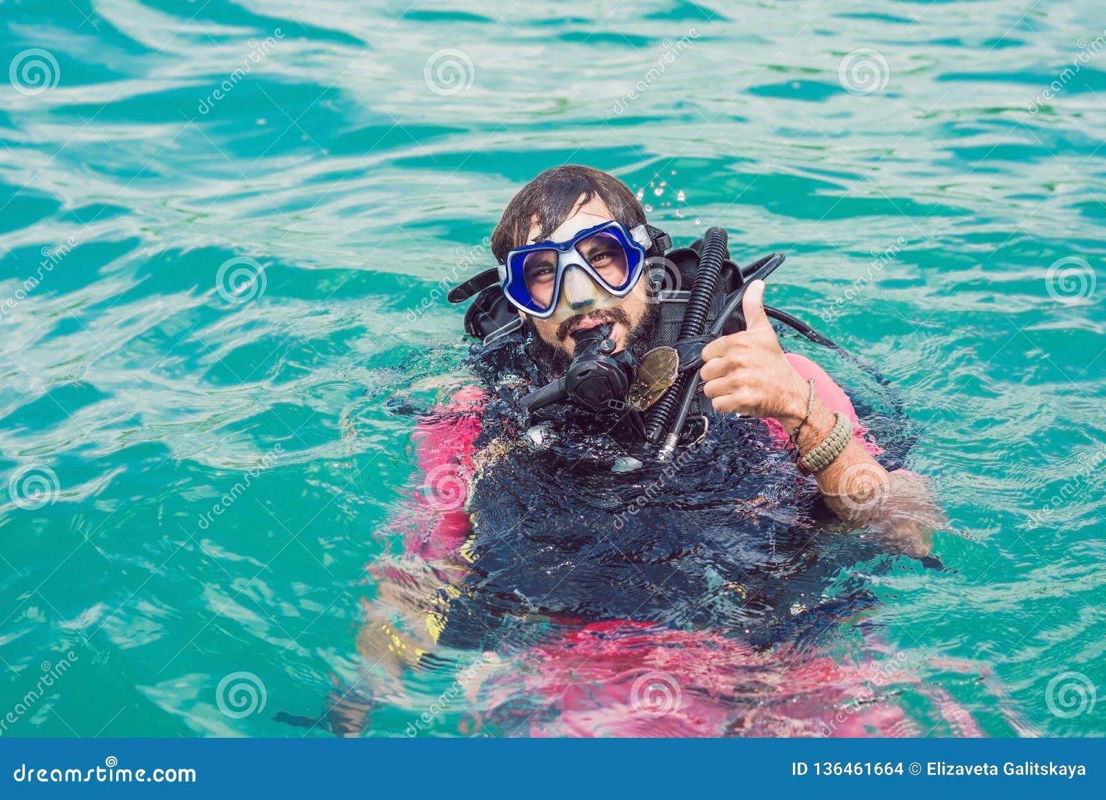 Divers on the Surface of Water Ready To Dive Stock Photo - Image of ...