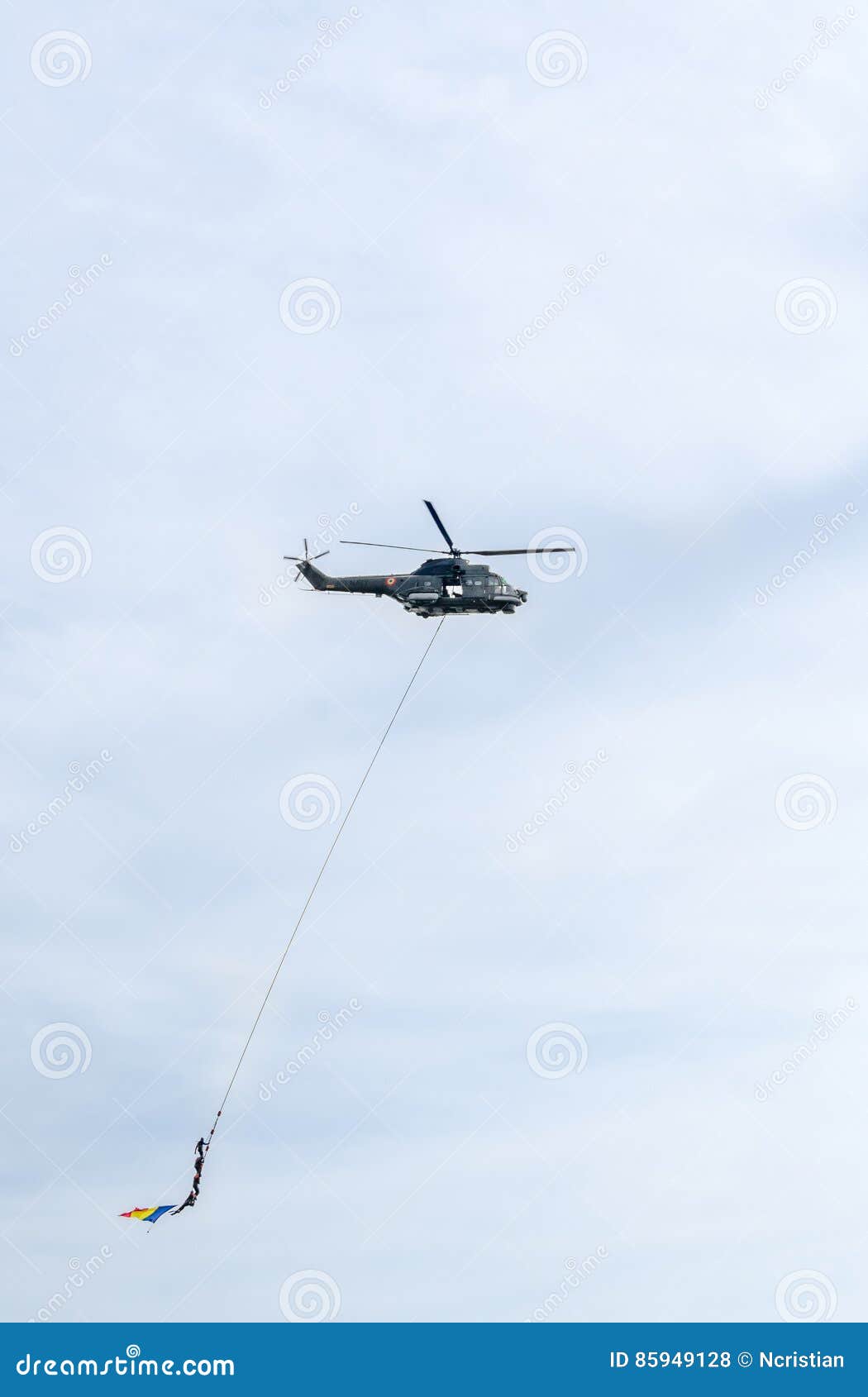 Divers Training on the Rope Near Water Hanging by Helicopter Editorial ...