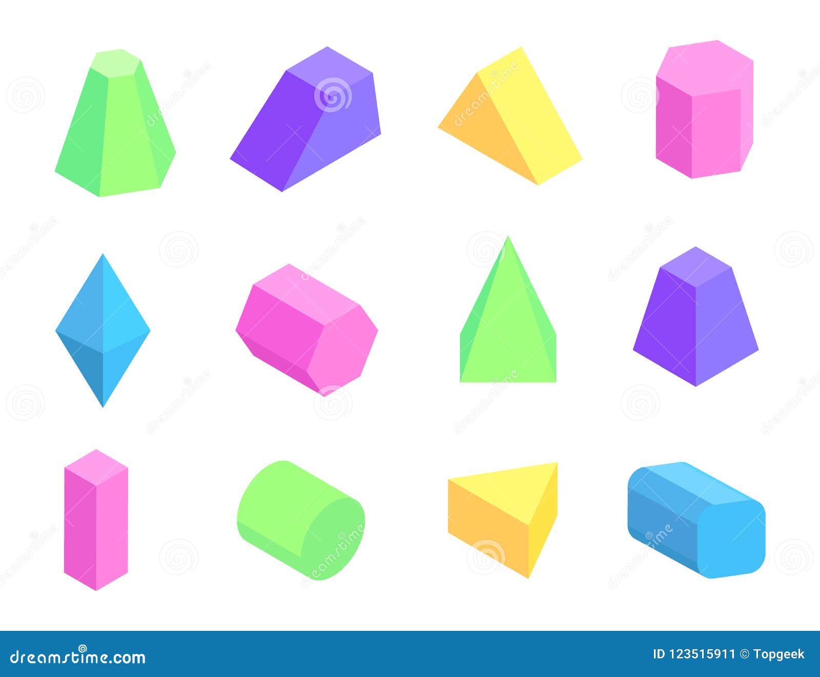 Diversa Colección De La Prisma De La Forma En El Contexto Blanco ...