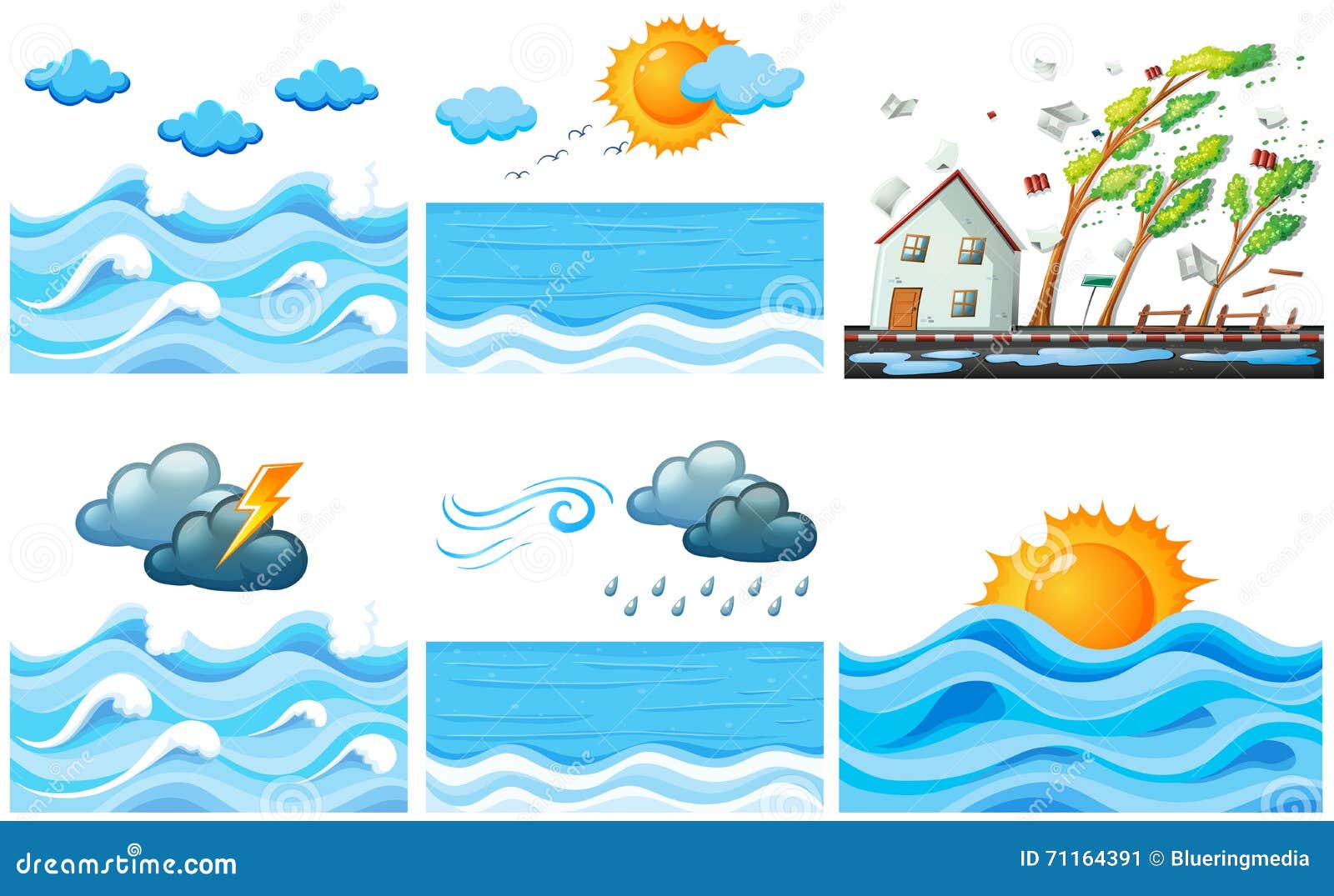 Diversa Escena Con Los Cambios De Clima Ilustración del Vector ...