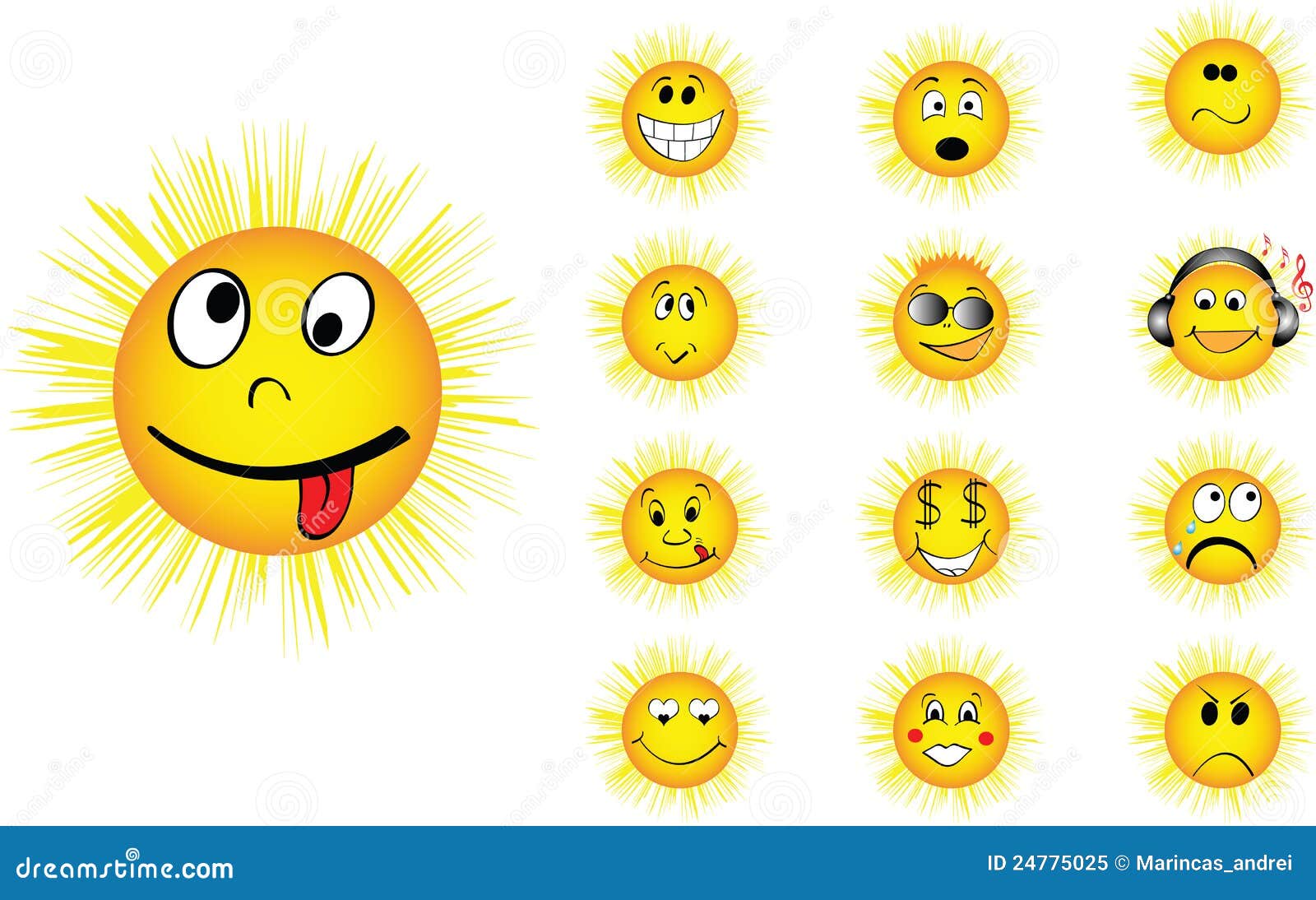 Diversas caras del sol ilustración del vector. Ilustración de subida ...