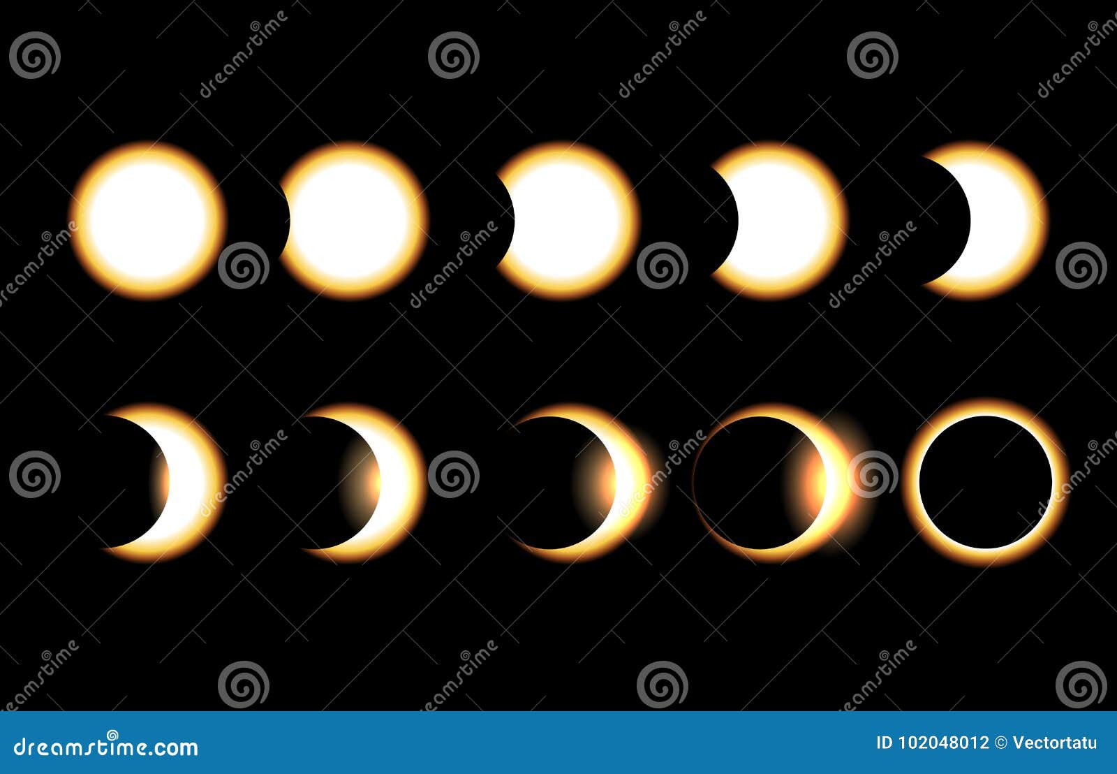 Diversas Fases Del Eclipse Solar Ilustración del Vector - Ilustración ...