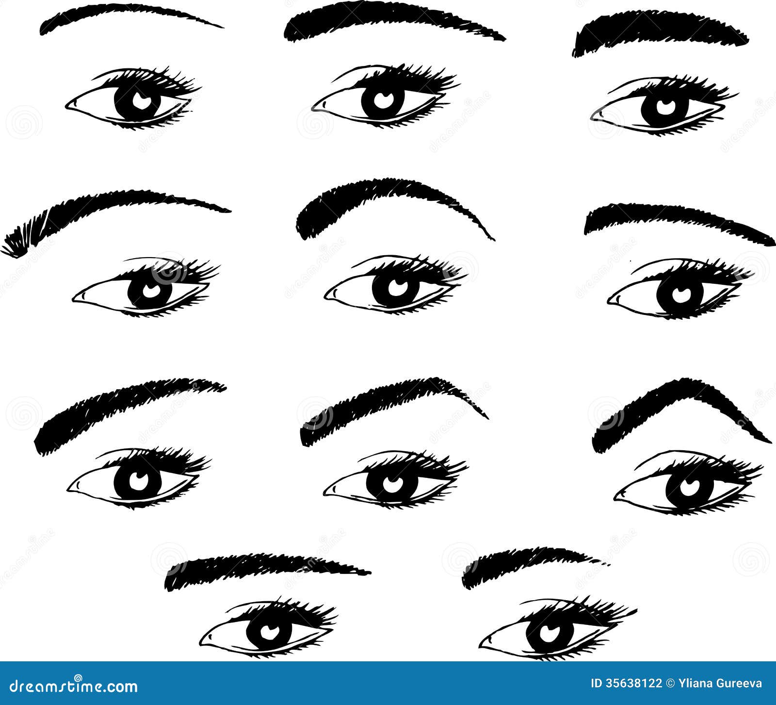 Diversas formas de cejas ilustración del vector. Ilustración de ...