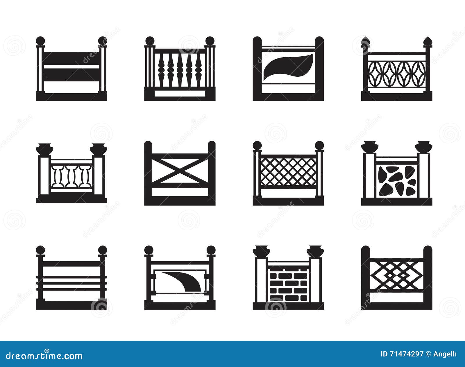 Diversas Verjas Para Los Balcones Ilustración del Vector - Ilustración ...