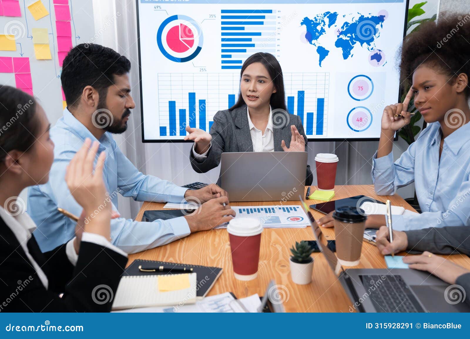 Analyst Team Colleague Raise Hand, Ask Question during Presentation ...