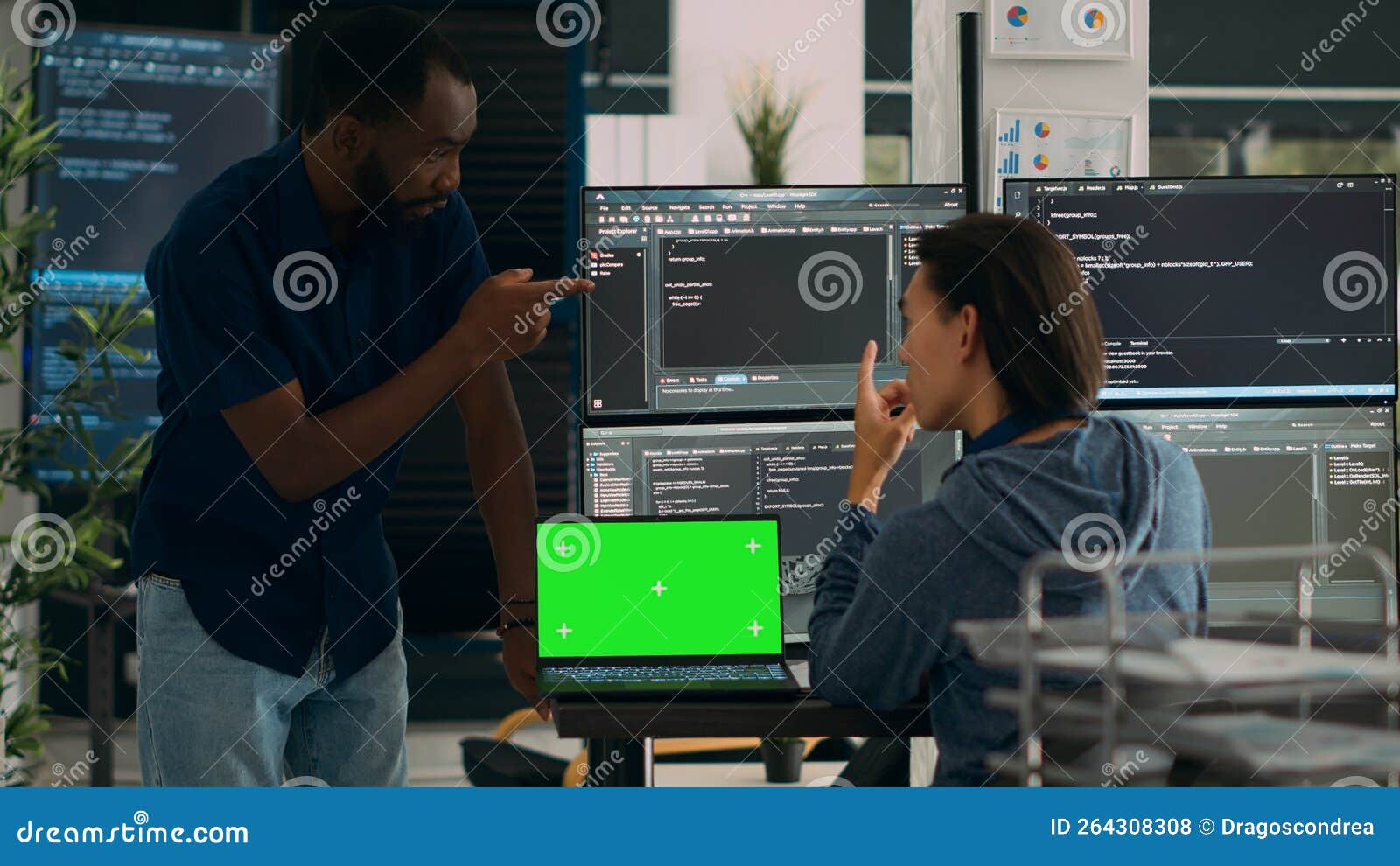 Diverse App Developers Working with Greenscreen on Laptop Stock Photo - Image of cloud, server ...