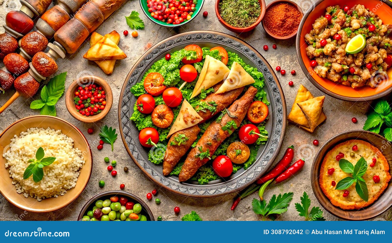 A Diverse Arabic Middle Eastern Egyptian Lunch. AI Generated ...