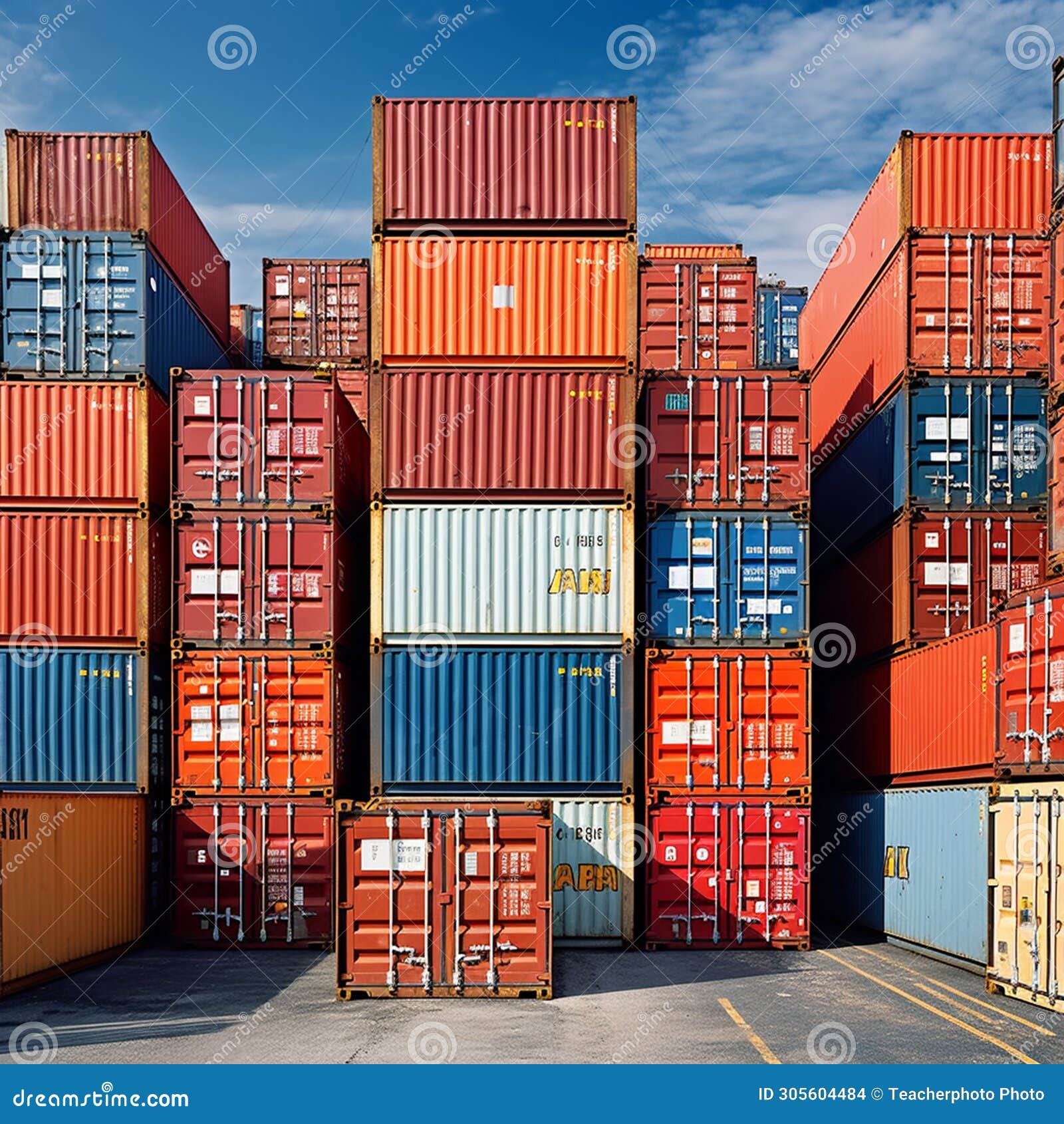 A Diverse Array of Cargo Containers at the Port Representing Global ...