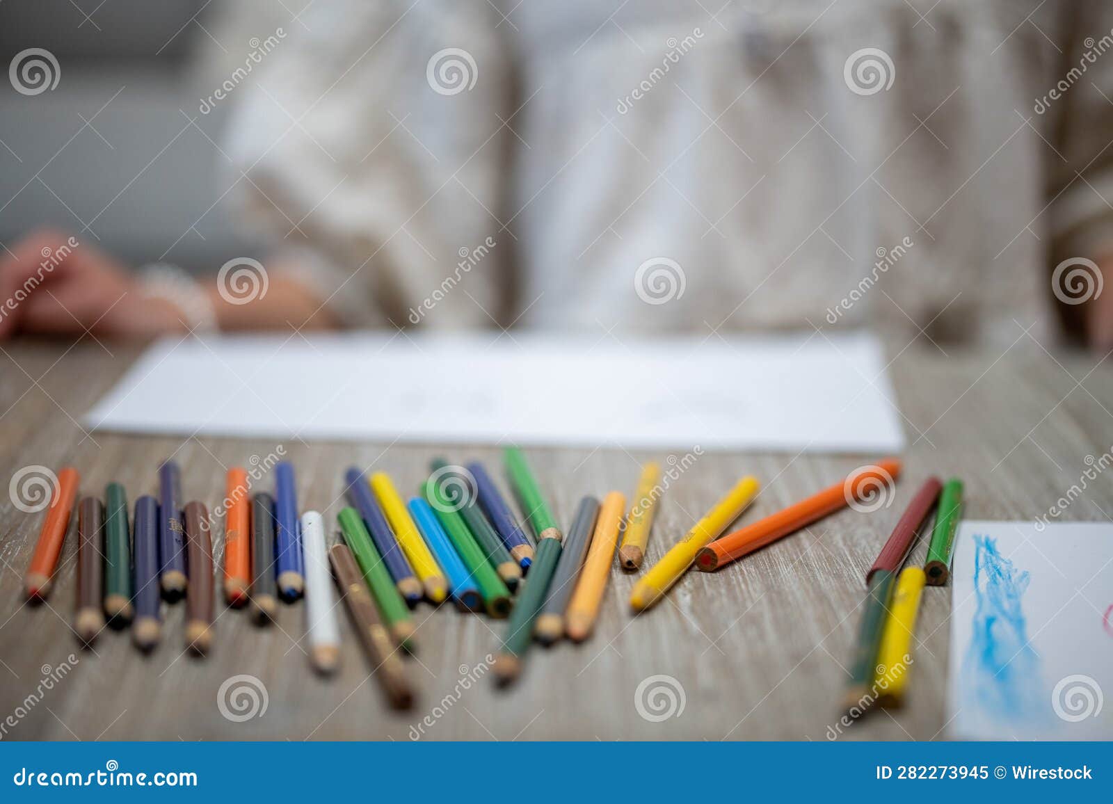 Diverse Array of Colored Pencils is Displayed on a Wooden Table Stock ...