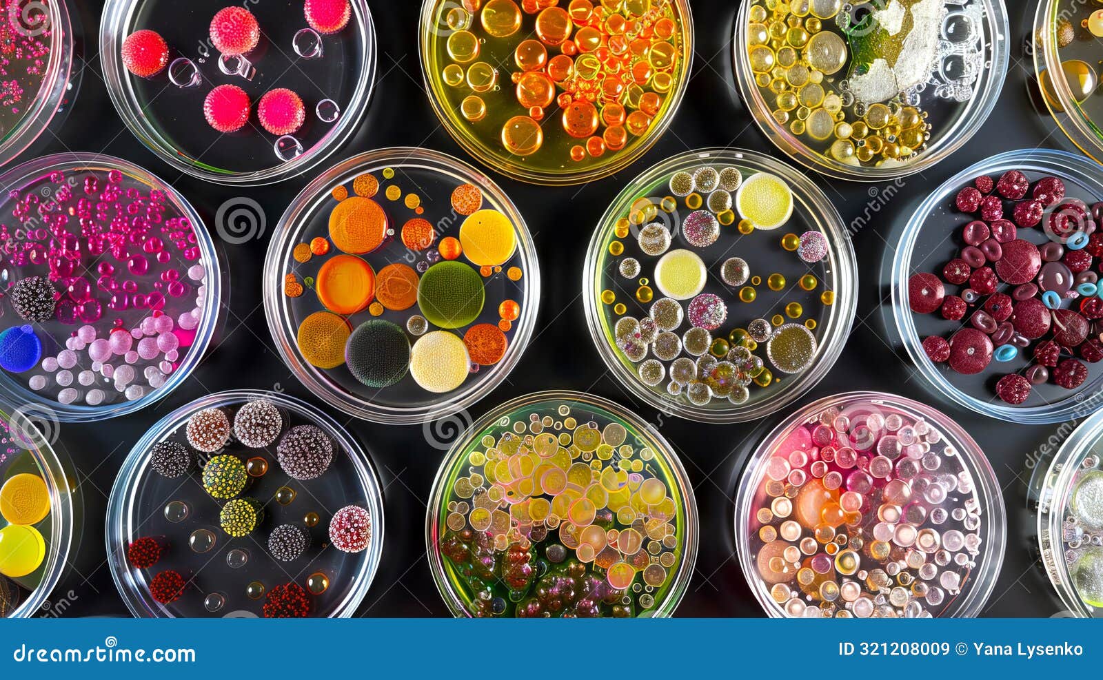 A Diverse Array of Colorful Bacteria Cultures in Petri Dishes ...