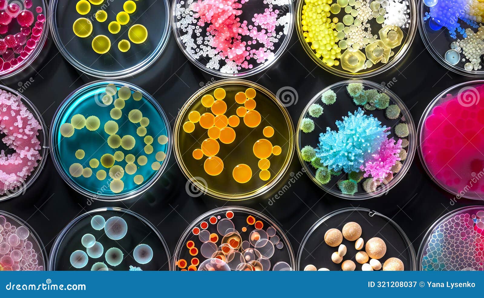 A Diverse Array of Colorful Bacteria Cultures in Petri Dishes ...