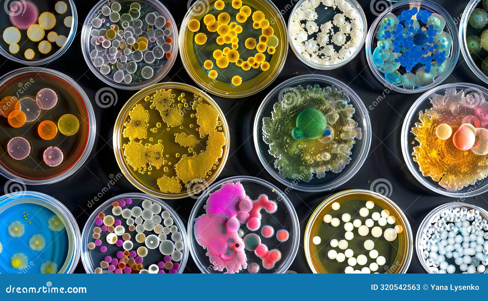 A Diverse Array of Colorful Bacteria Cultures in Petri Dishes ...