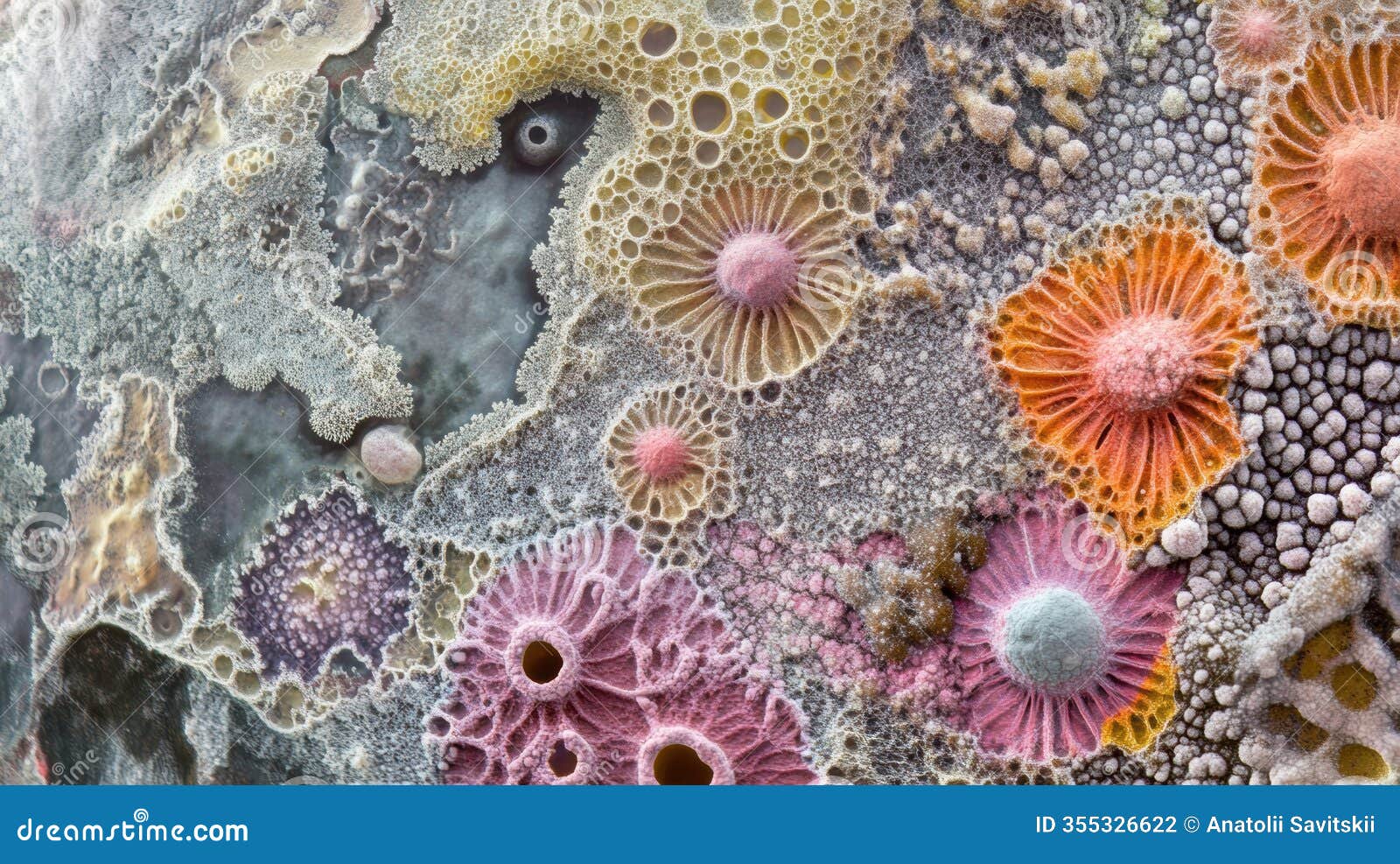 Dense Microbial Layer Showcasing Vibrant Colors and Unique Structures ...