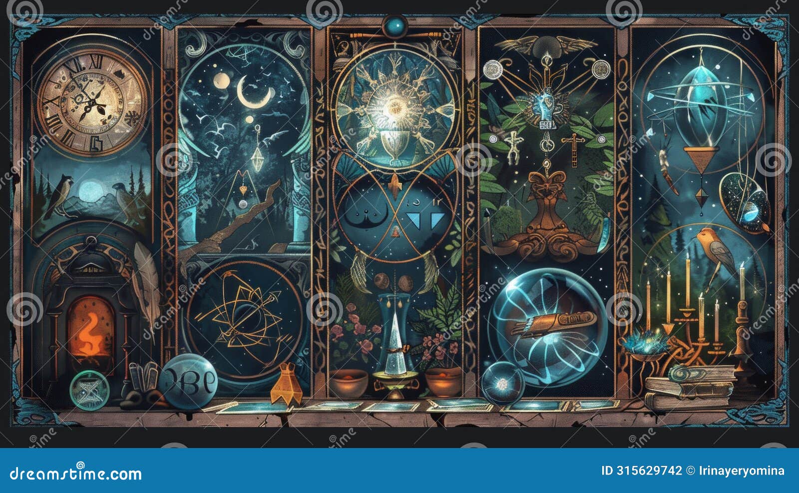 Diverse Array of Divination Methods and Symbolism Stock Photo - Image ...