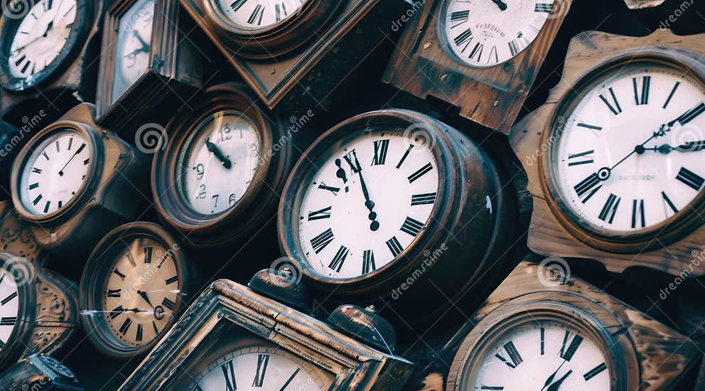 A Diverse Array of Old-fashioned Clocks Showcasing Different Styles and ...