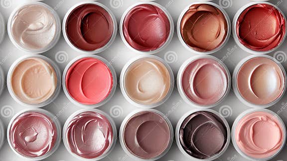 Diverse Array of Open Makeup Containers Showcasing Different Shades of ...