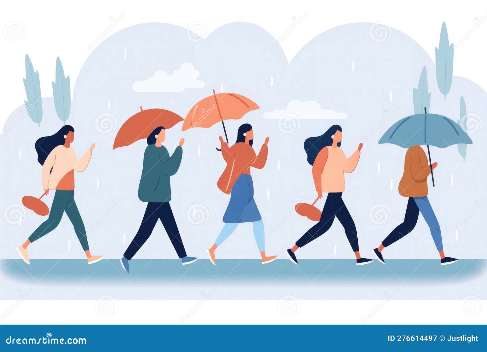 A Diverse Array of People Walking Together Under an Umbrellas ...