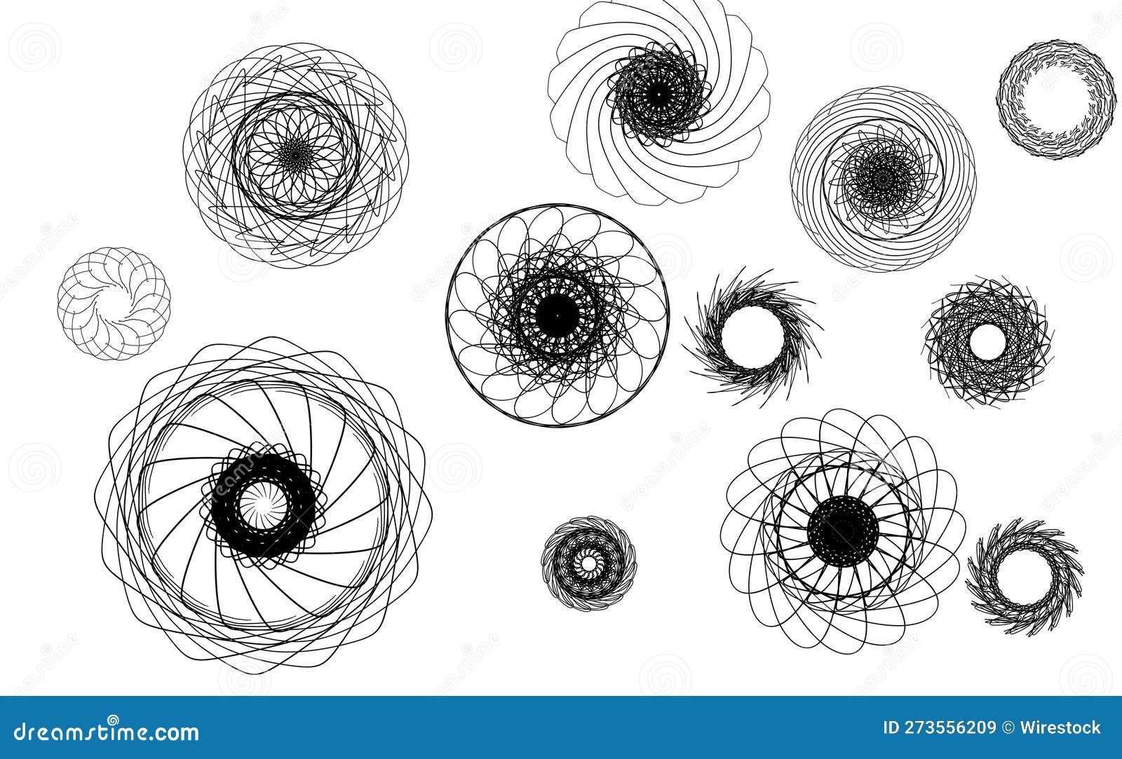 Set Of 8 Spirograph Drawings Cartoon Vector | CartoonDealer.com #12165161