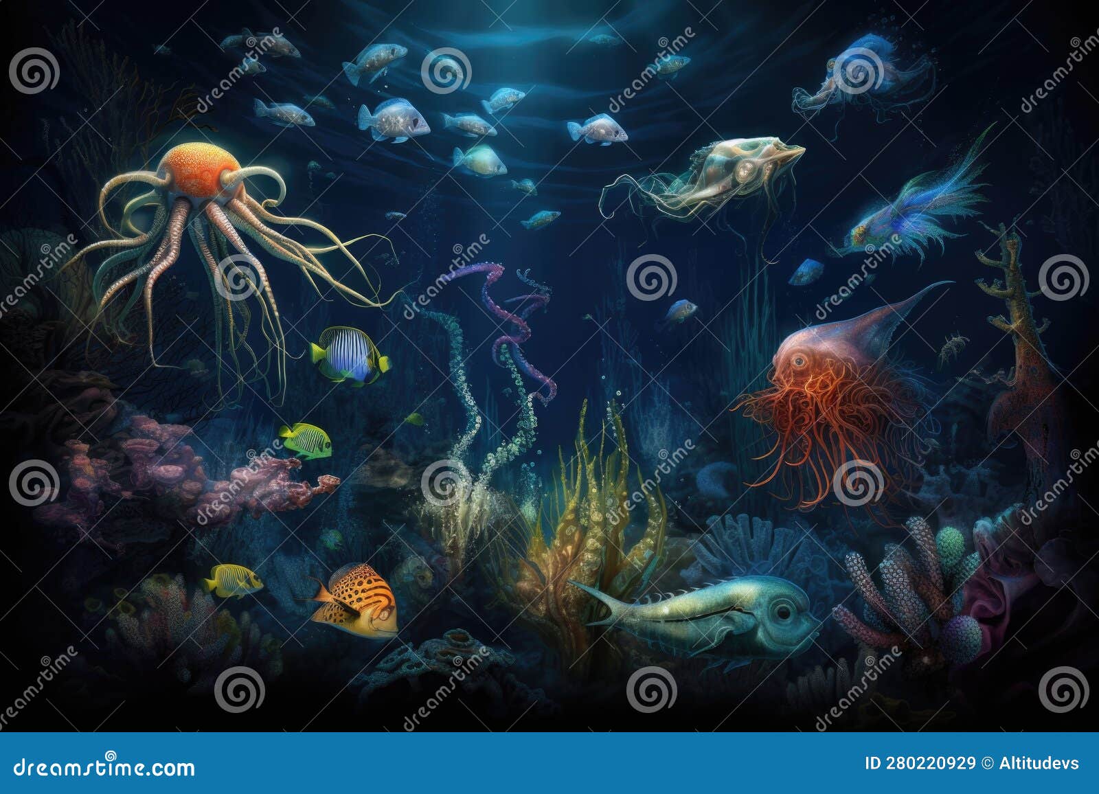 Diverse Array of Underwater Creatures, Some Familiar and Others ...