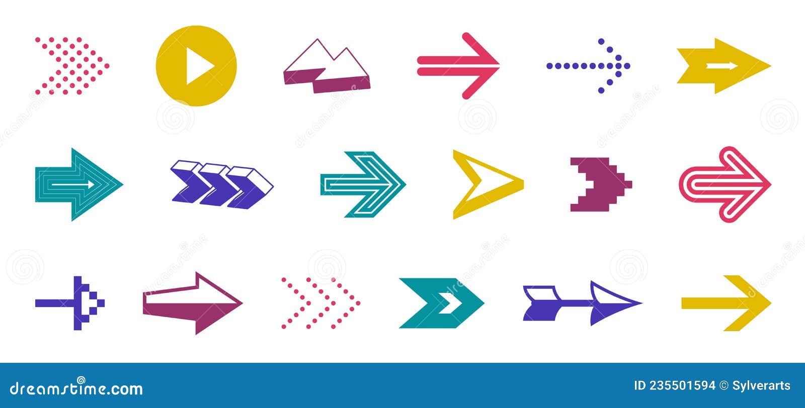 Diverse Arrow Cursors Vector Set Different Shapes Styles And Concepts Arrows Single Color