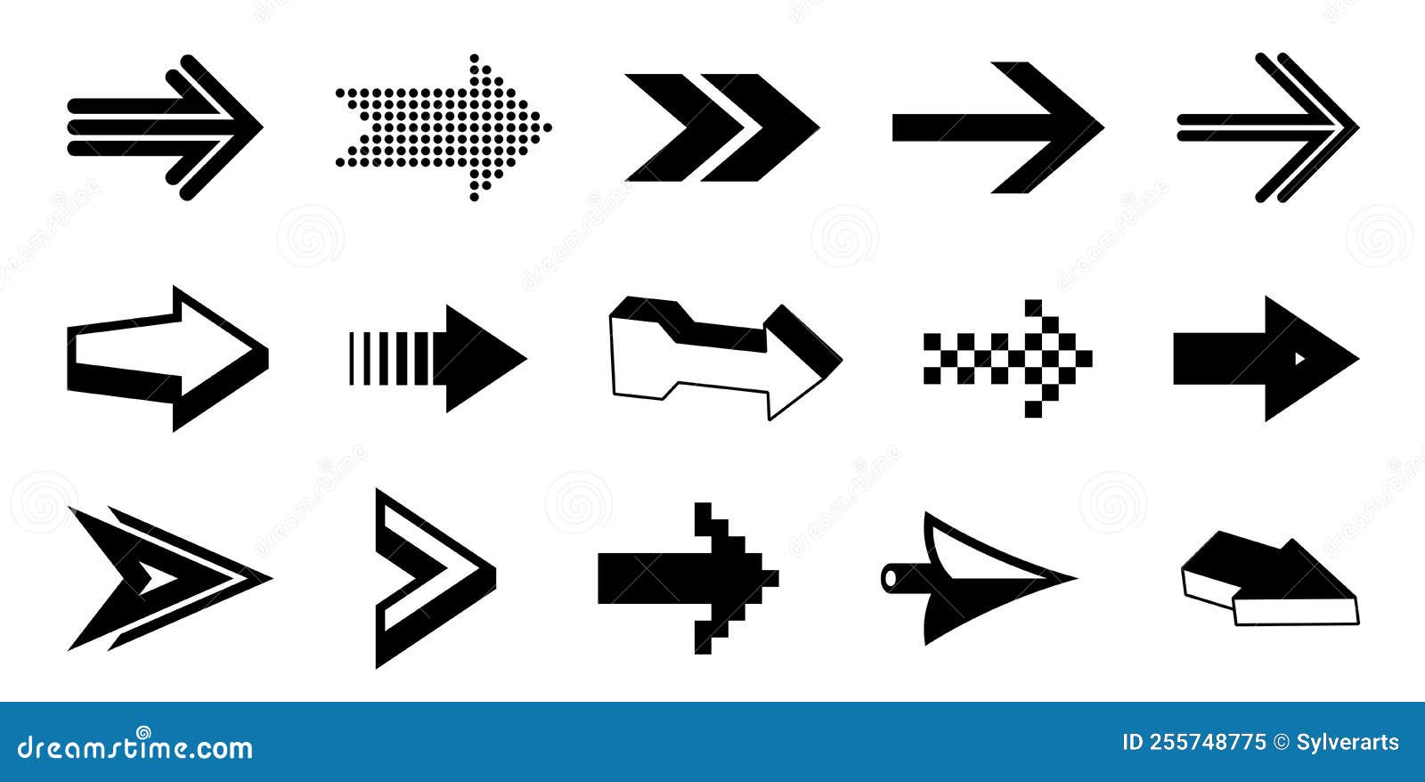 Diverse Arrow Cursors Vector Set Different Shapes Styles And Concepts Arrows Single Color