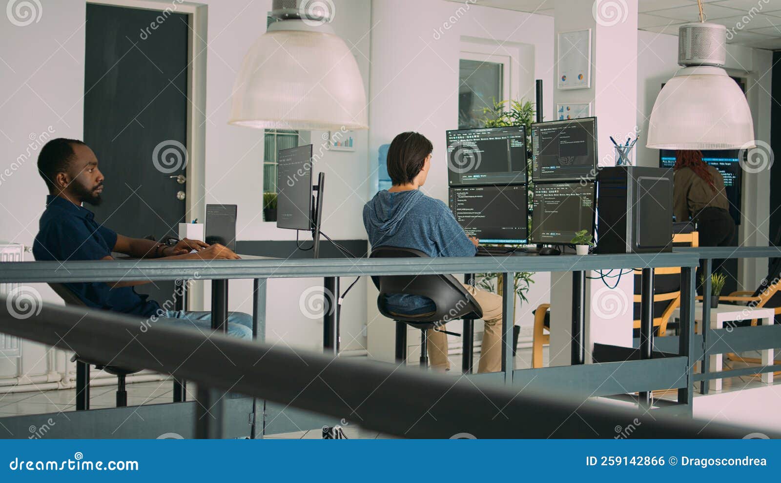 Diverse Artificial Intelligence Programers Typing System Code Stock Photo - Image of security ...