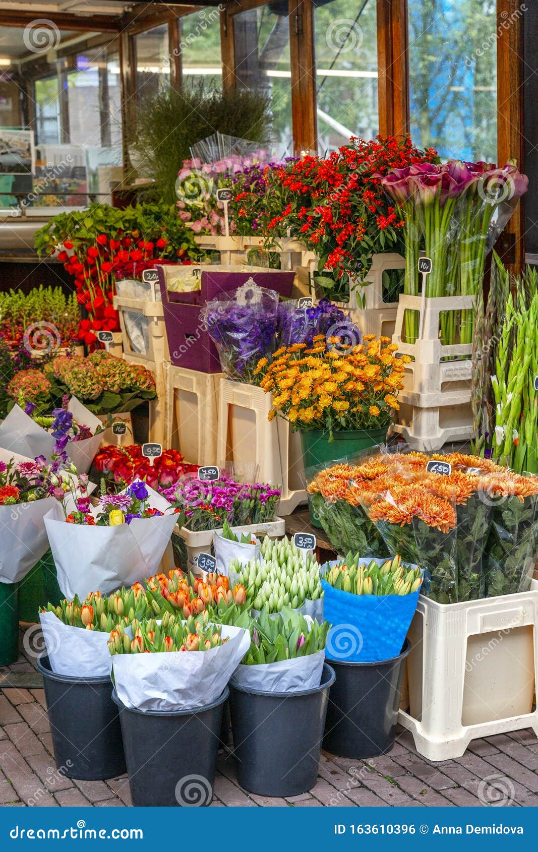 A Diverse Assortment of Beautiful Bouquets in a Flower Shop. Stock ...