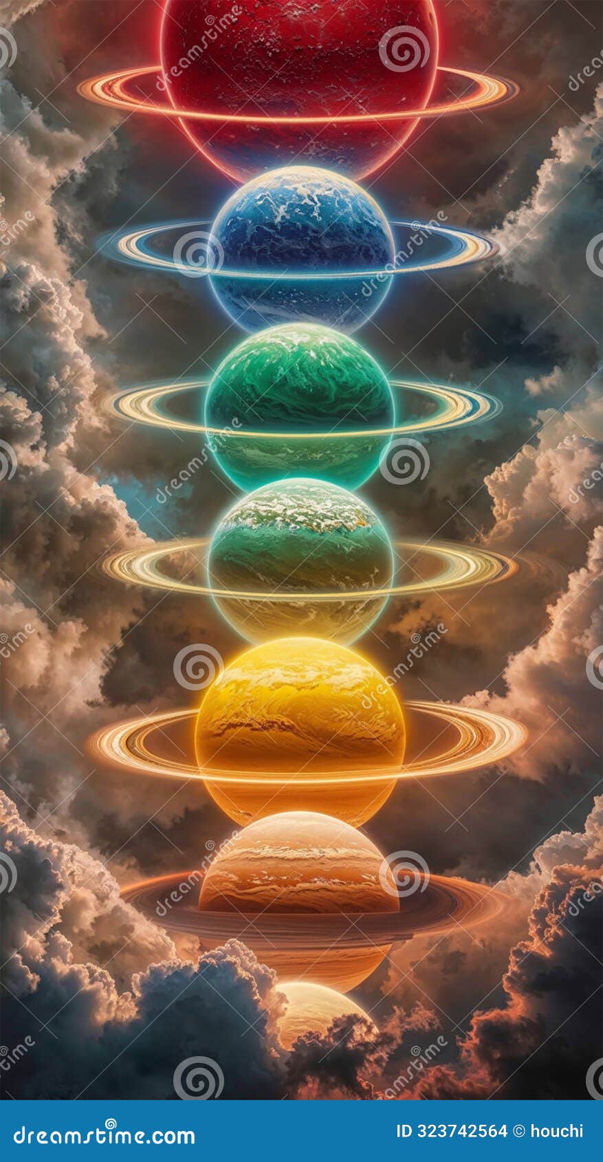 Diverse Astronomy Concept with an Alignment of Differently Colored and ...