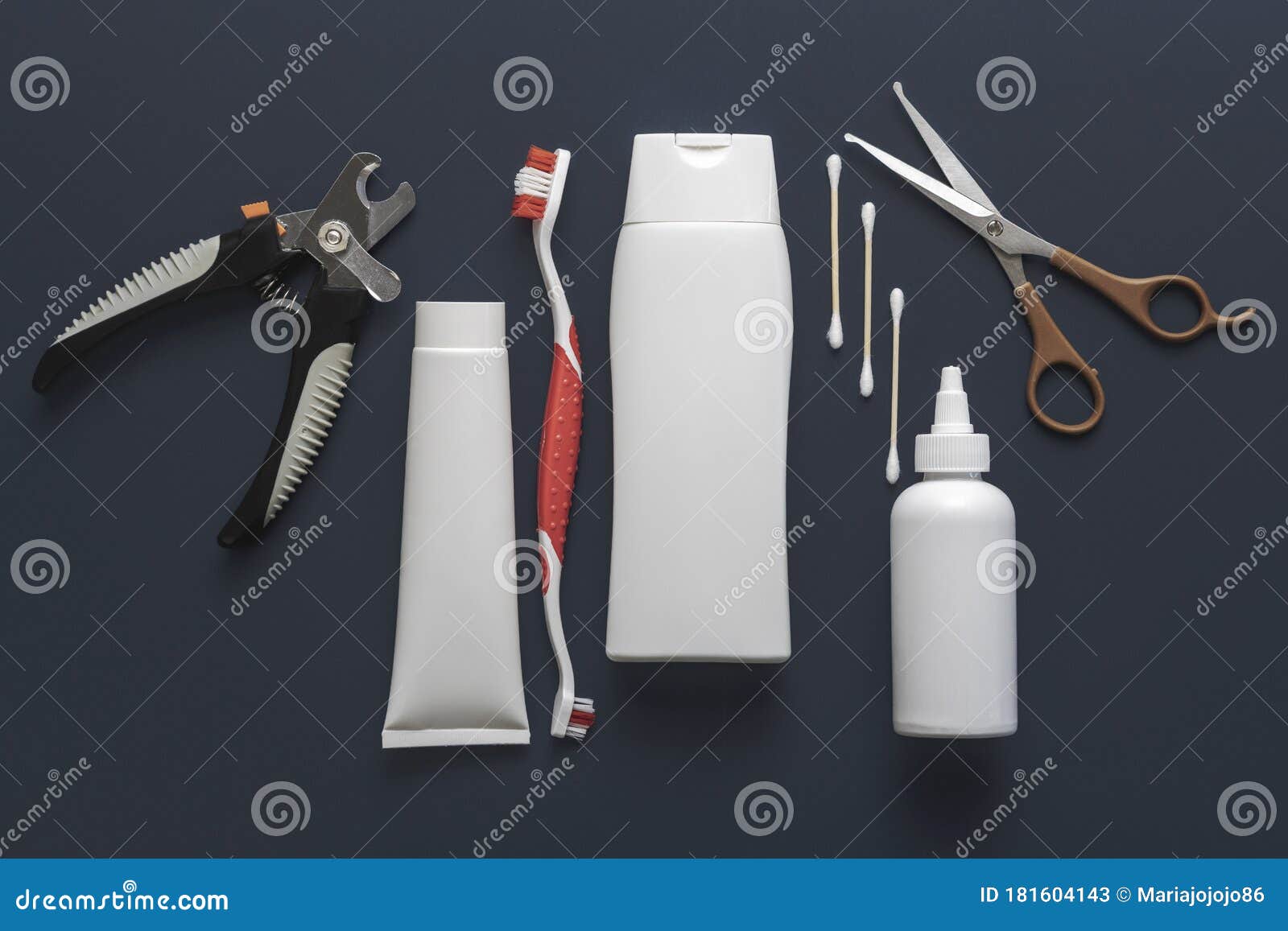 Basic Tools for Dogs or Cats Grooming for Mock Up on a Gray Blue ...