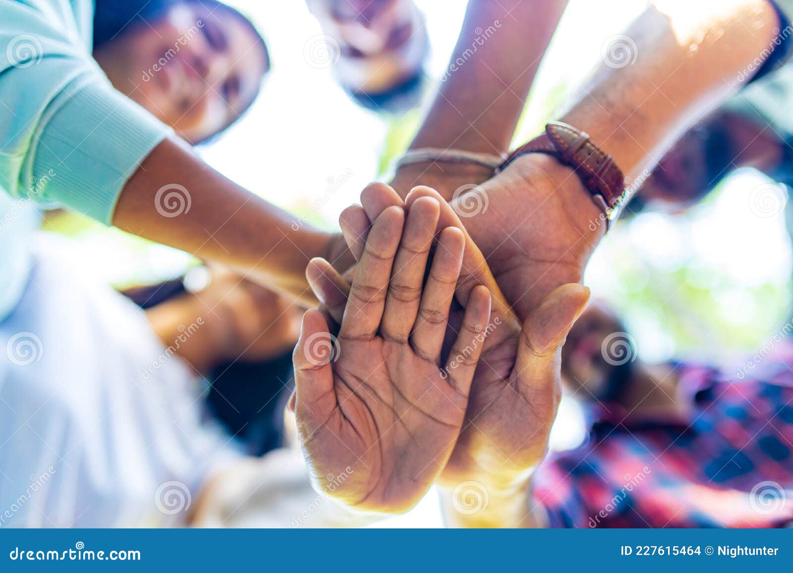 Diverse of Big Group of Peoples Hands Together Outdoors Stock Photo ...
