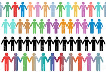 Diverse Border Rows Symbol People Hold Hands Stock Vector ...