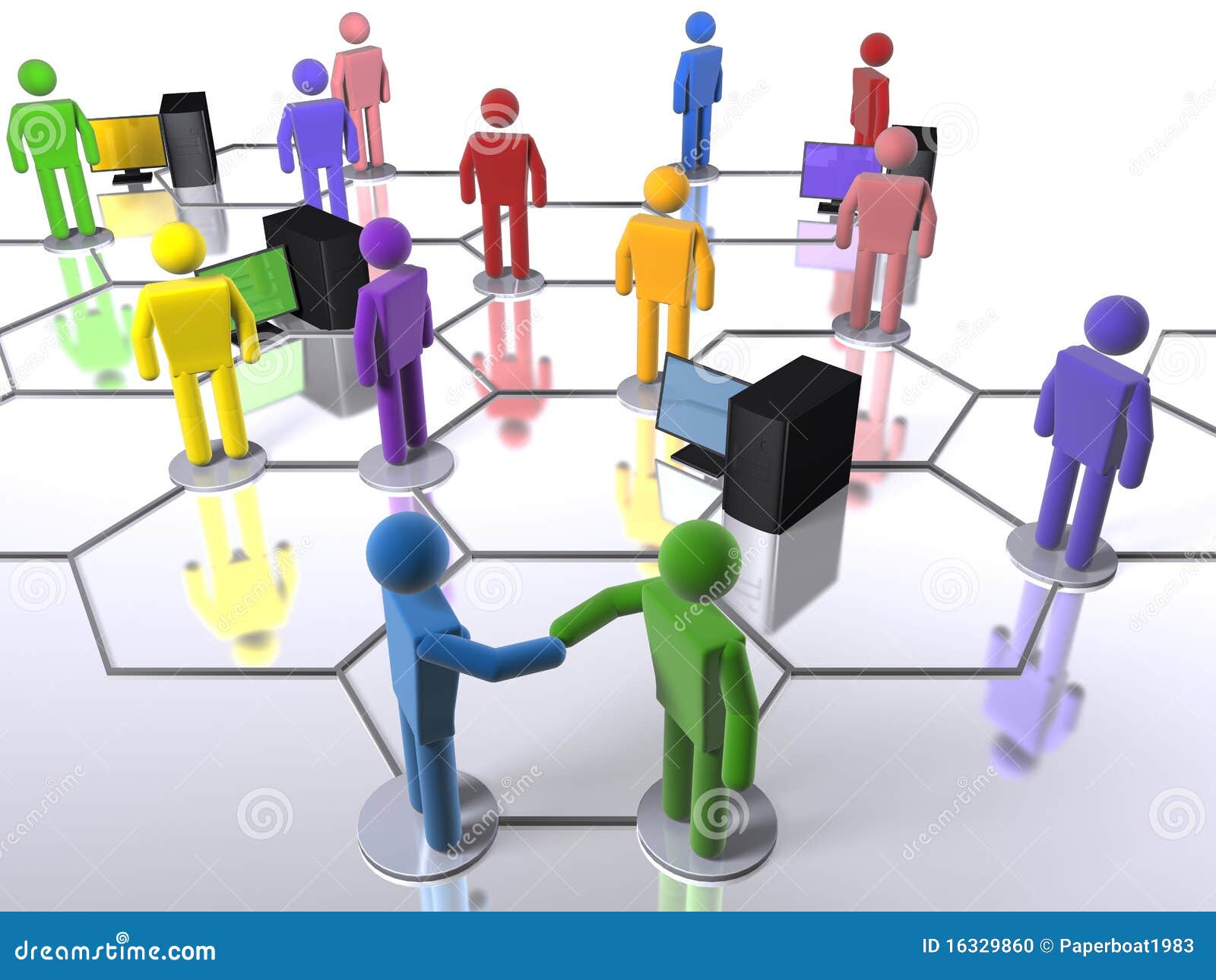 Diverse Business Network with Computers Stock Illustration ...