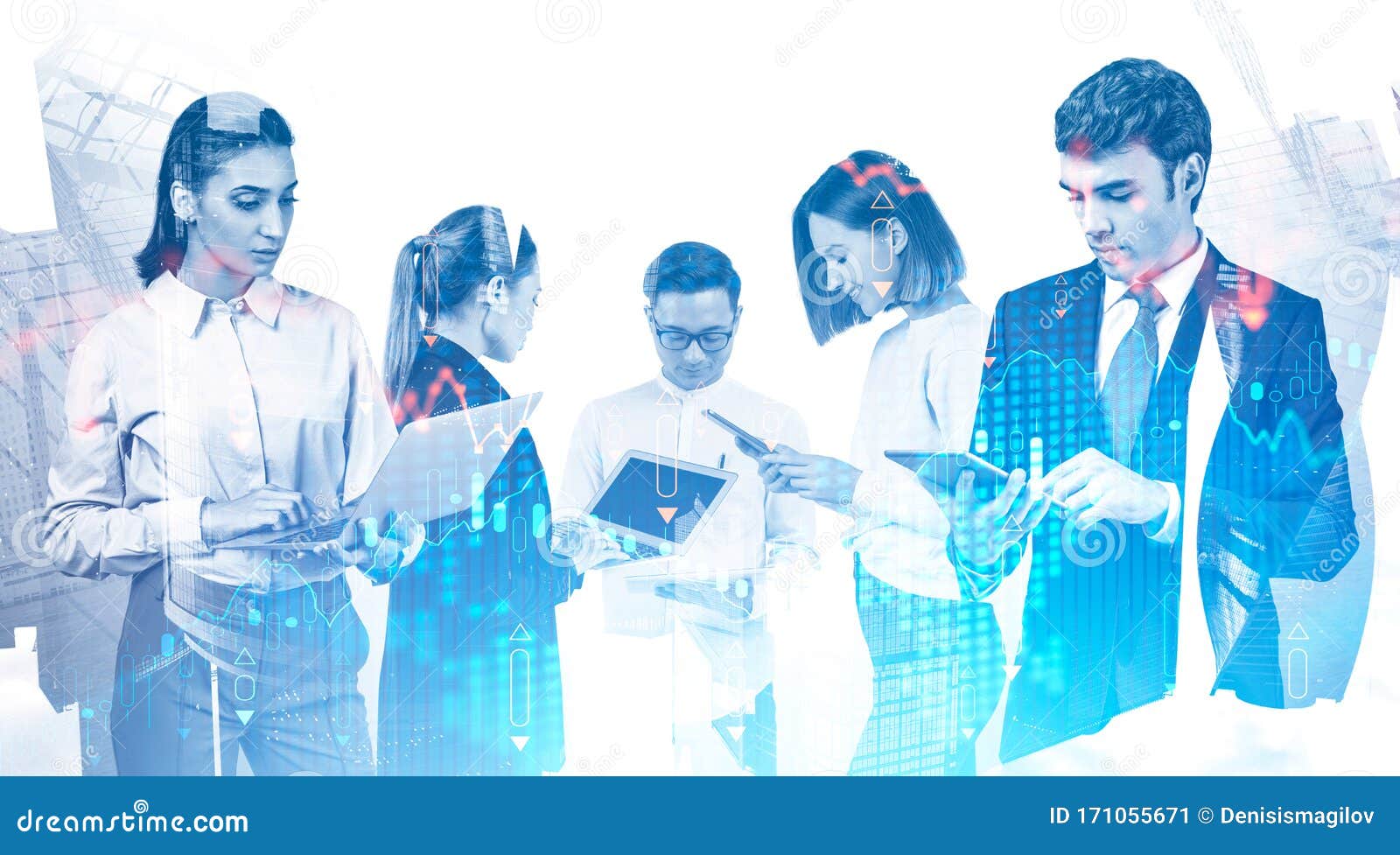 Diverse Business People with Gadgets. Graph Stock Image - Image of ...