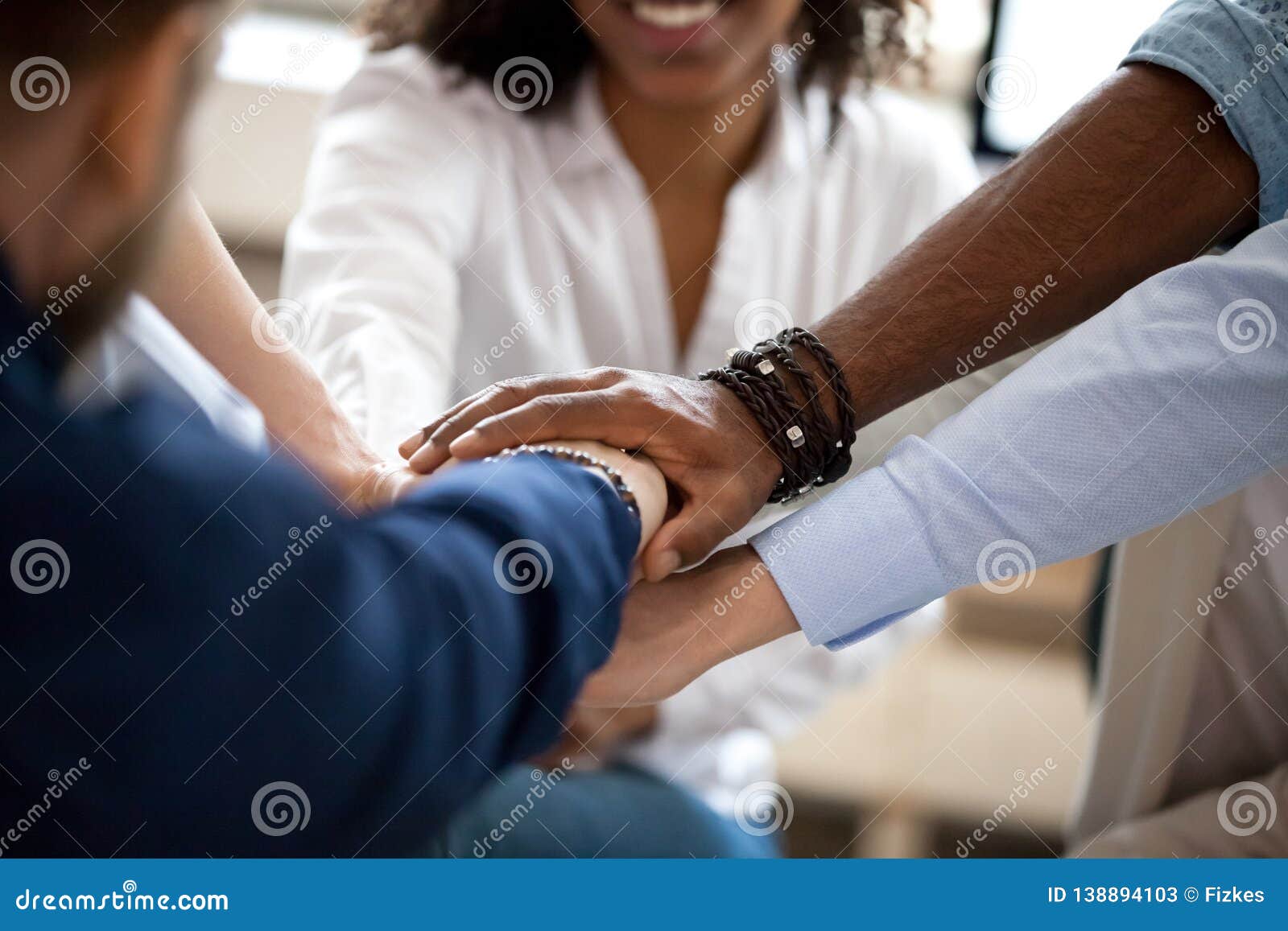 Diverse Business People Put Hands Together in Pile, Support Concept ...