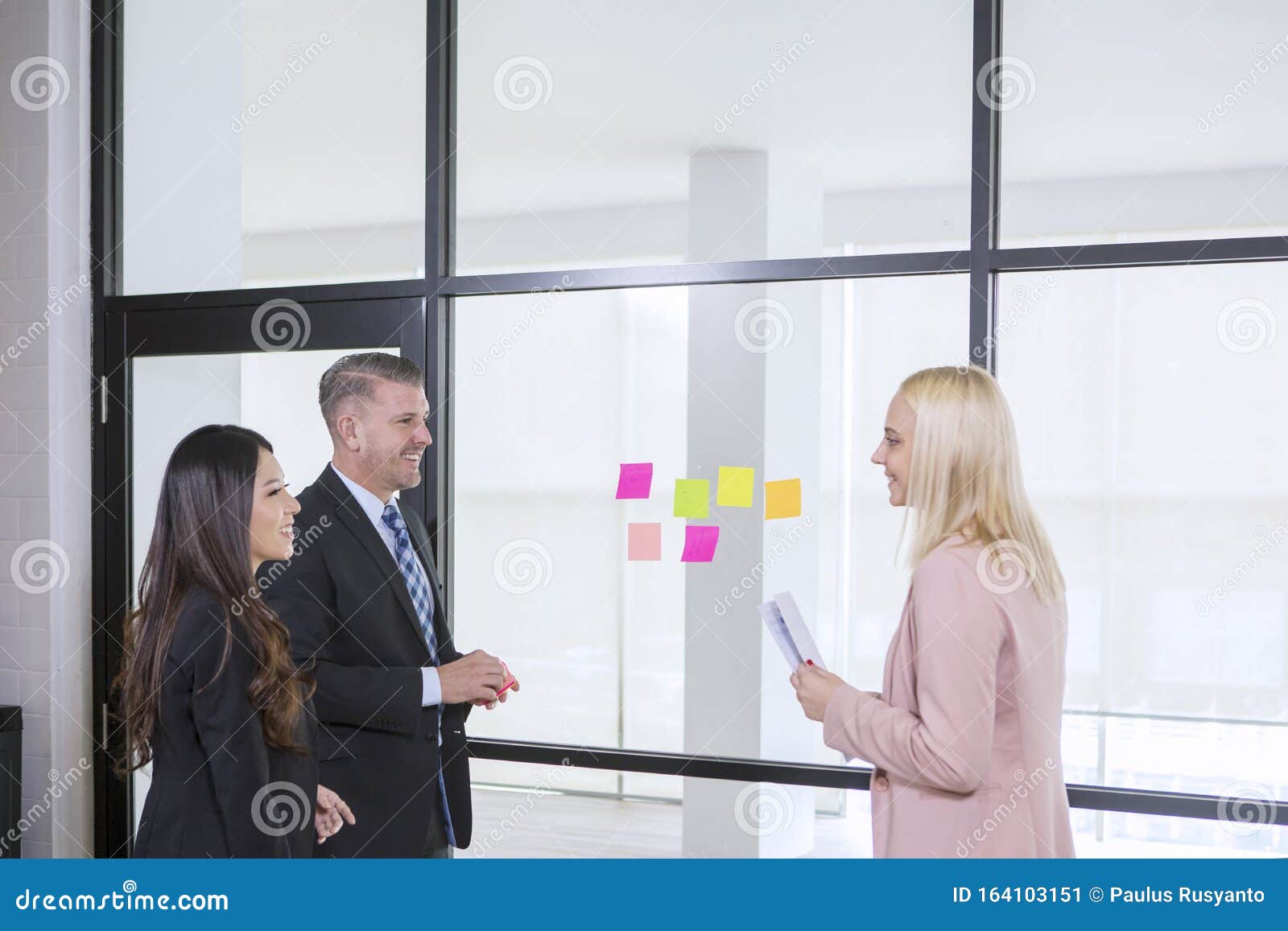 Diverse Business People Sharing Ideas on Sticky Notes Stock Image ...