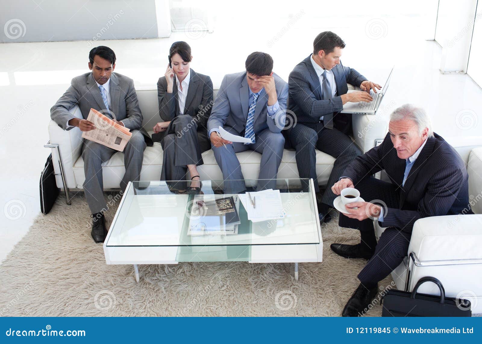 A Diverse Business People in a Waiting Room Stock Image - Image of ...
