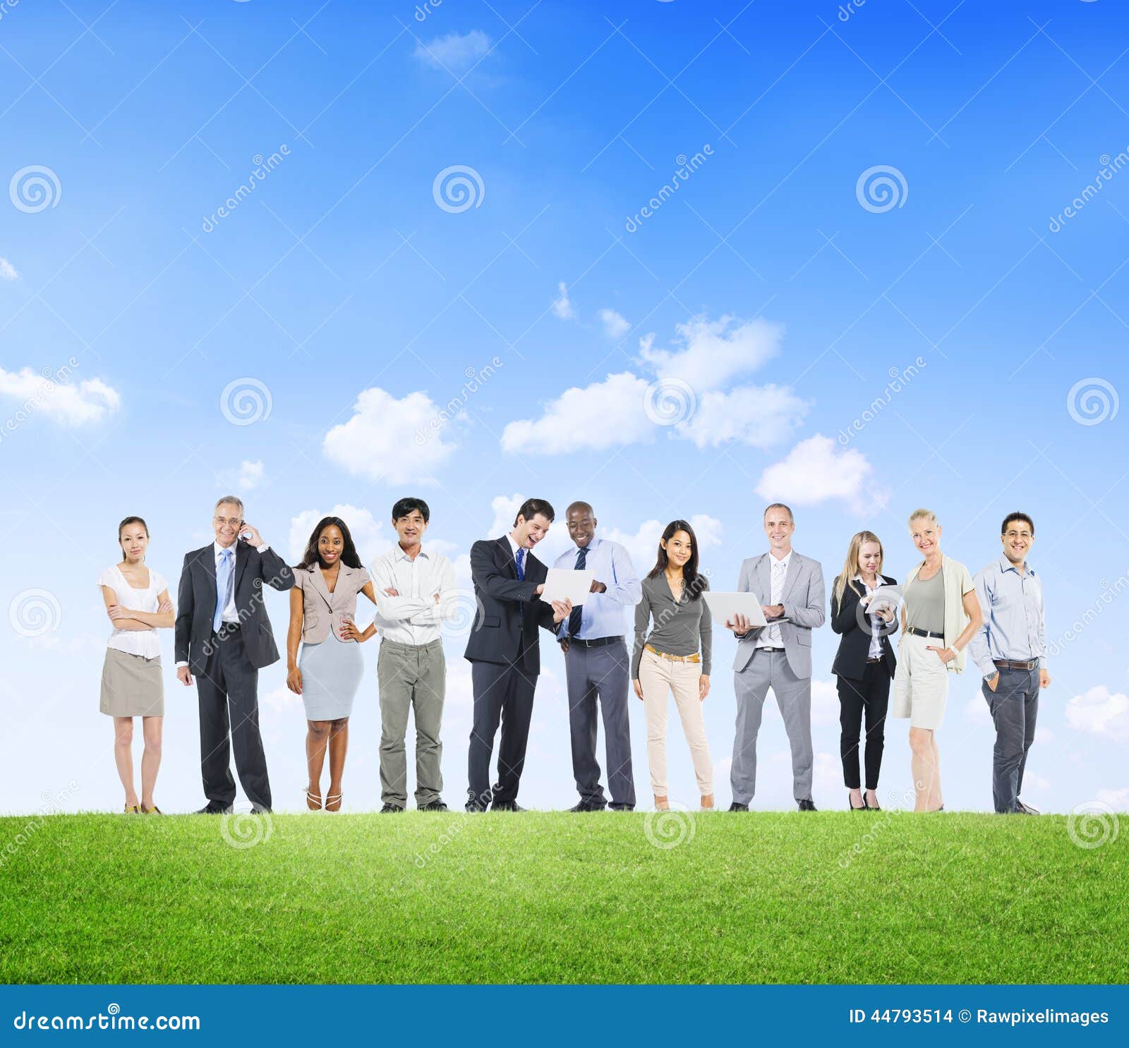 Diverse Business People Working Outdoors Stock Photo - Image of phone ...