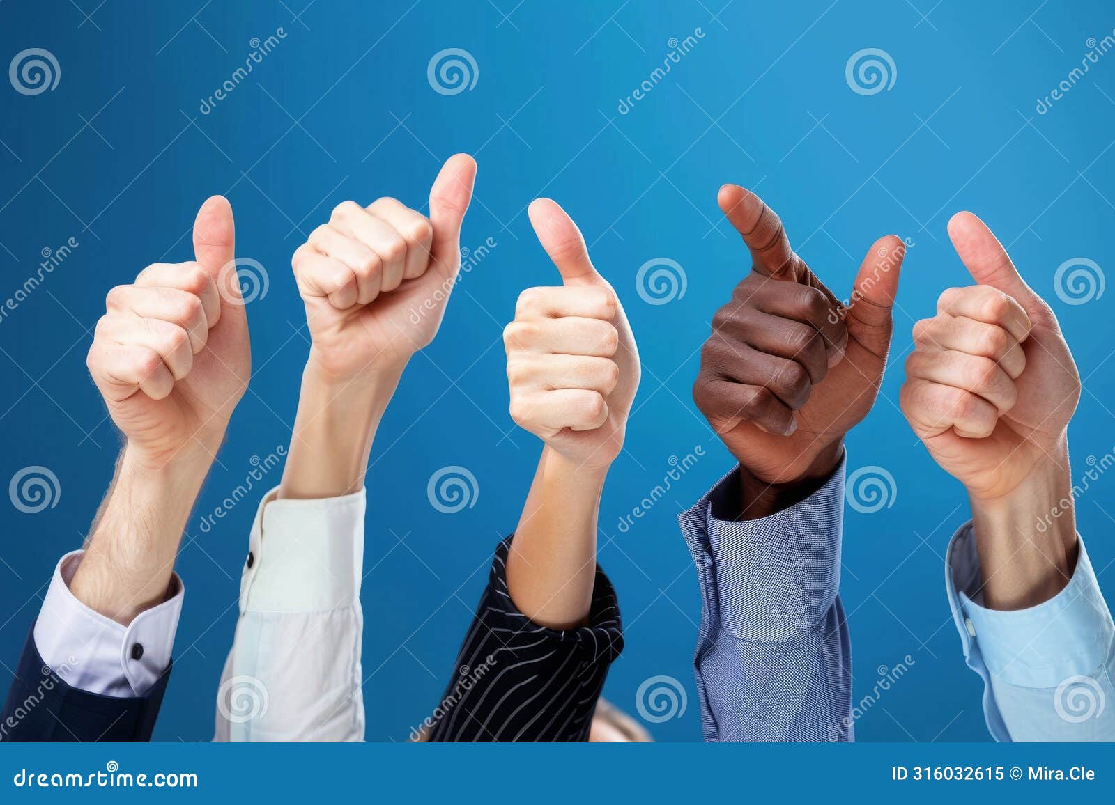Diverse Business Team Celebrating Success with Thumbs Up Gestures ...