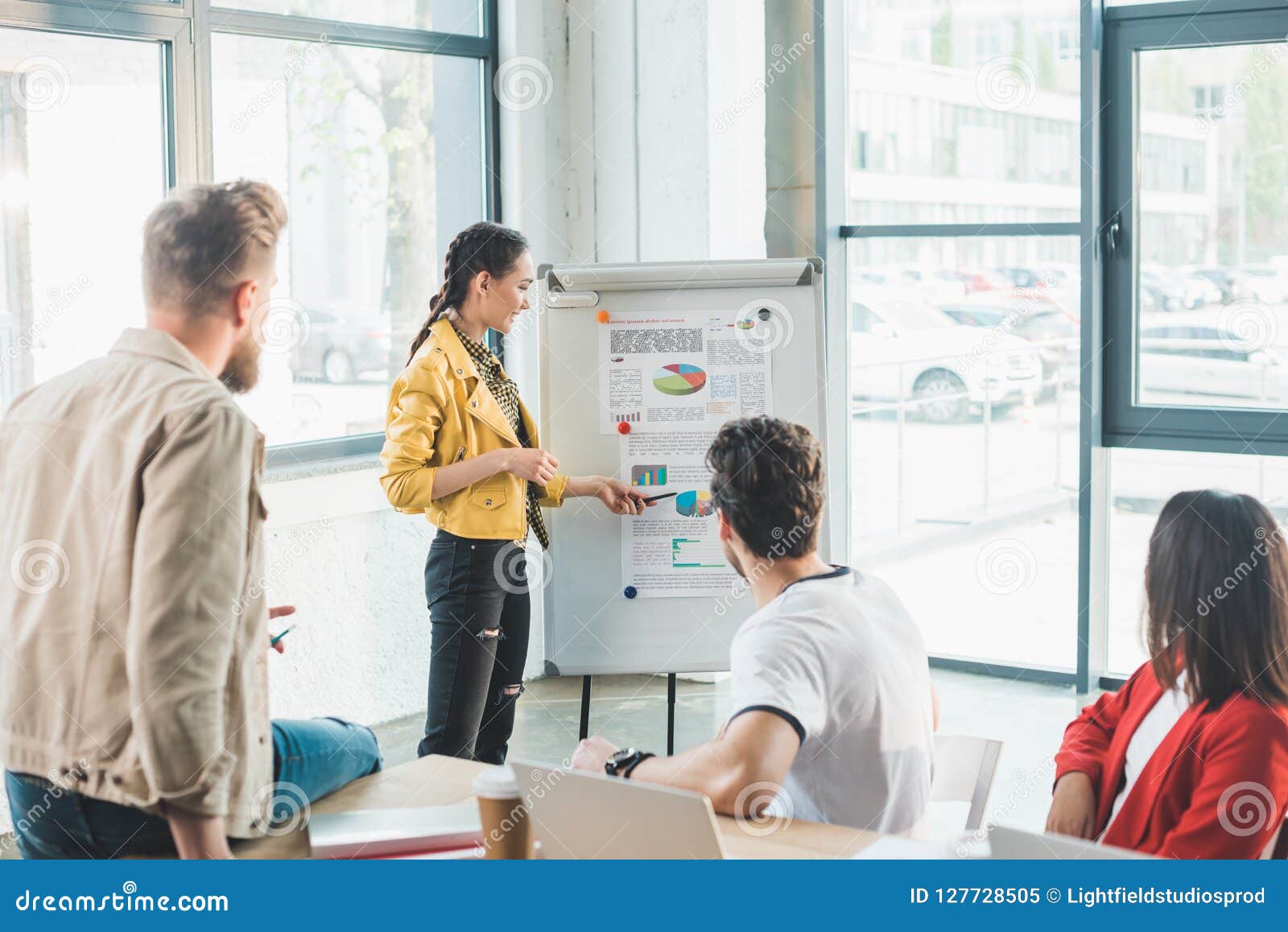 Diverse Business Team Looking at Charts Stock Image - Image of girls ...