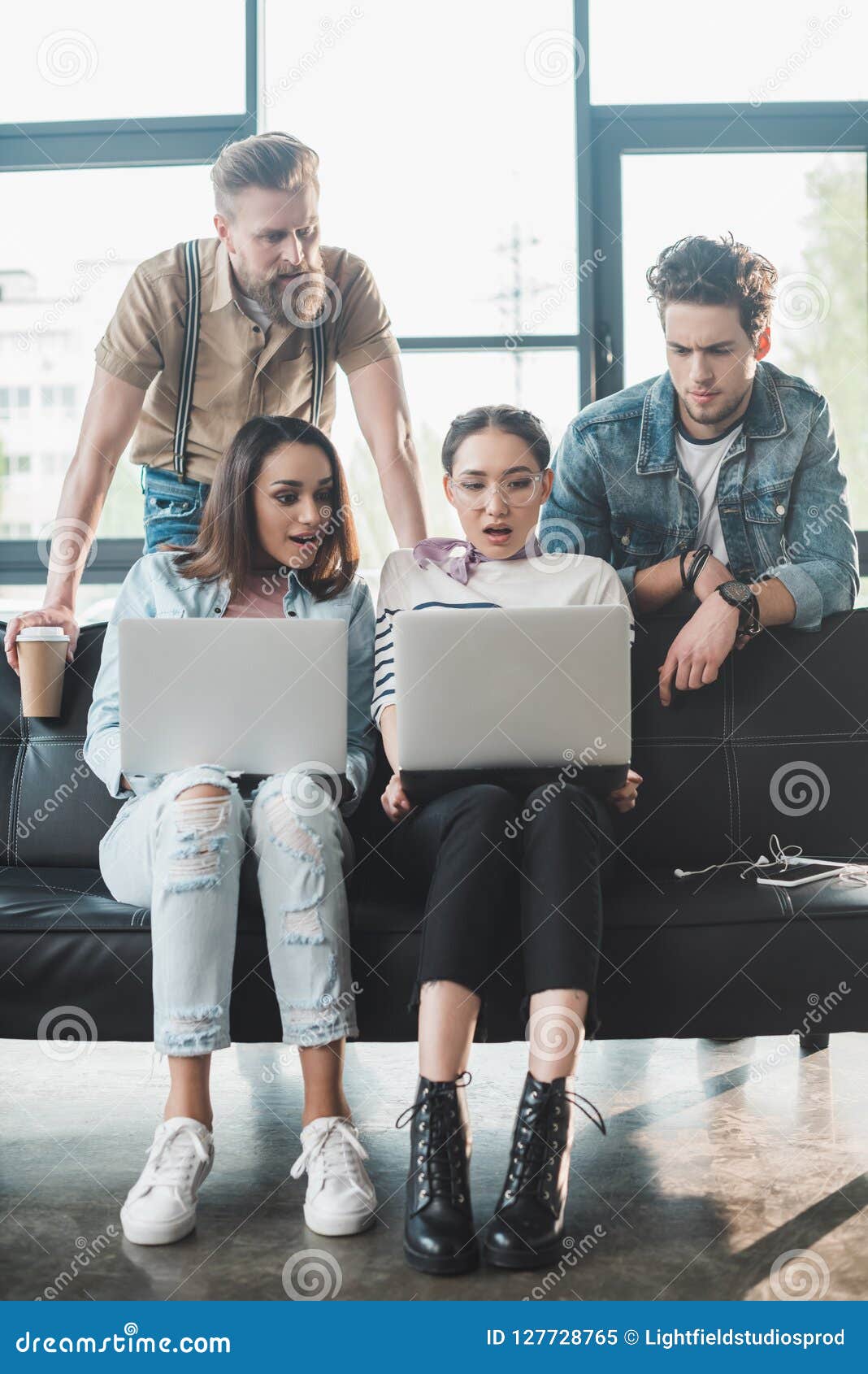 Diverse Business Team Looking at Laptops Screens Stock Image - Image of ...