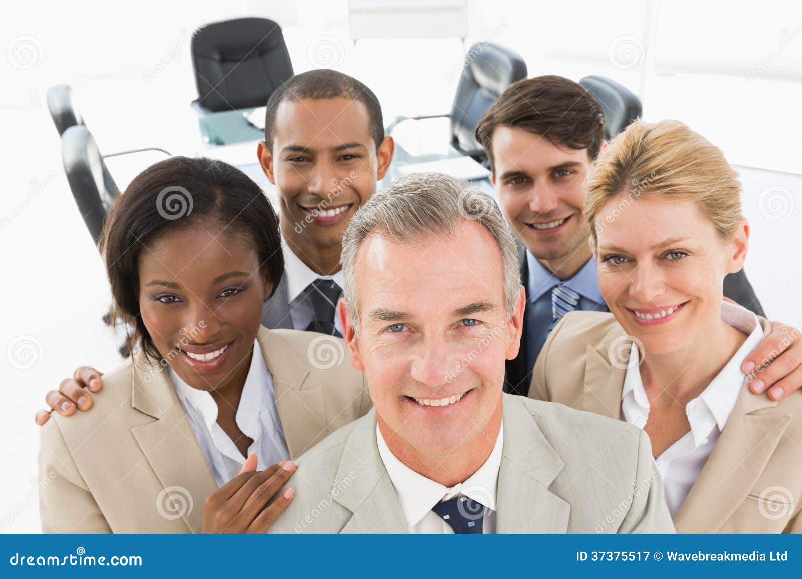 Diverse Business Team Smiling Up at Camera Stock Image - Image of woman ...