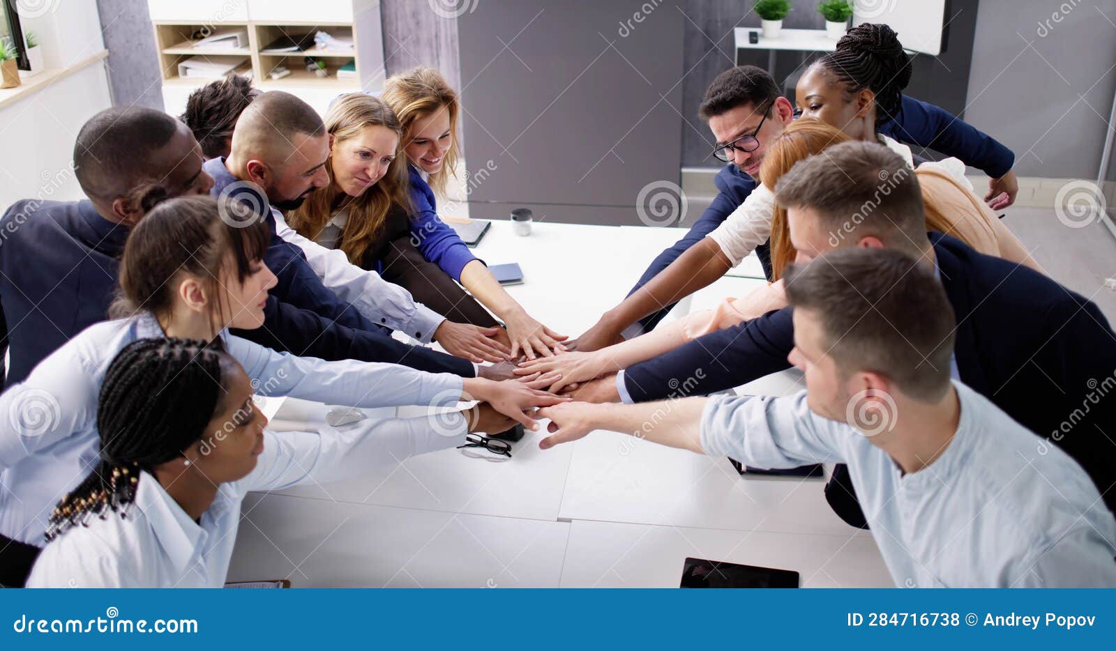 Diverse Business Team Stacking Hand Stock Photo - Image of group ...
