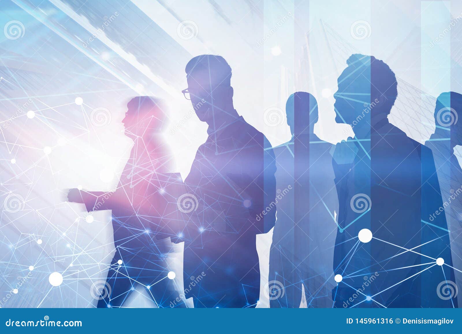 Diverse Business Team Using Connection Interface Stock Illustration ...