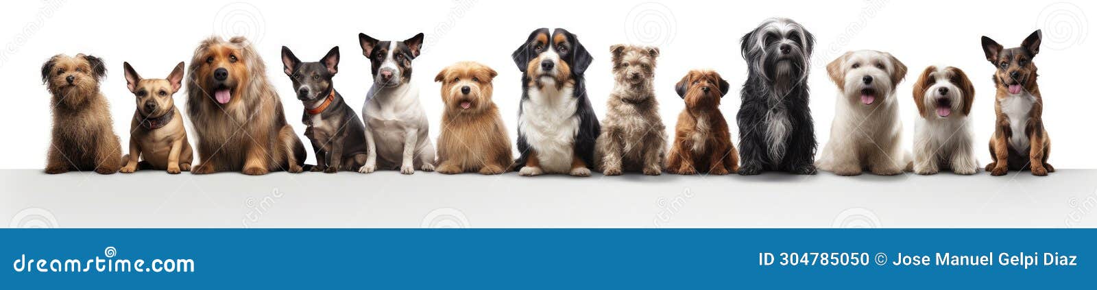 Diverse Canine Assembly: A Charming Line-Up Of Various Dog Breeds ...